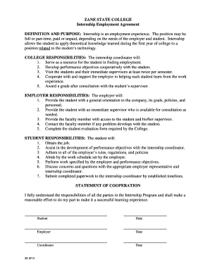 Fillable Online Internship Employment Agreement Fax Email Print - pdfFiller