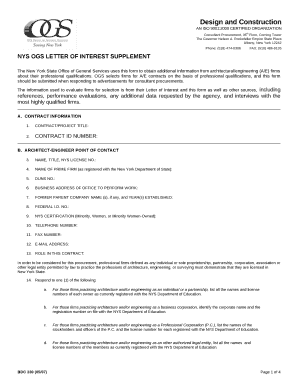 NYS OGS LETTER OF INTEREST SUPPLEMENT Doc Template | pdfFiller