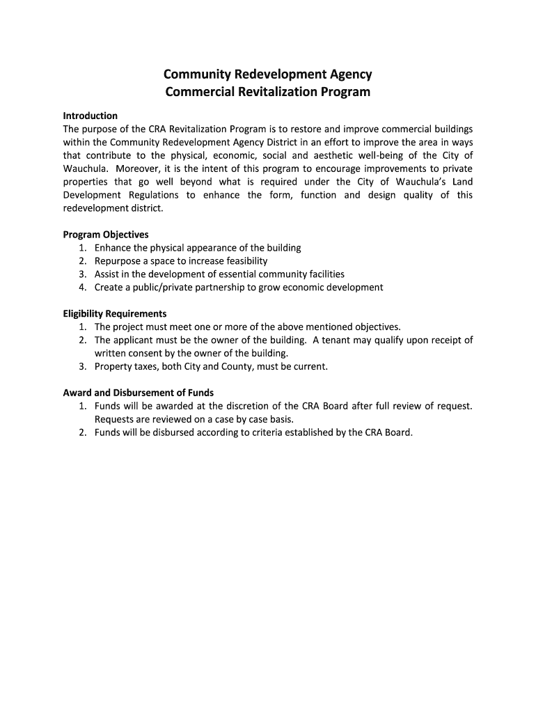 Fillable Online Commercial Revitalization Program Fax Email Print ...