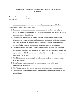 ATTORNEYS AFFIDAVIT IN SUPPORT OF DEFAULT JUDGMENT Doc Template | pdfFiller