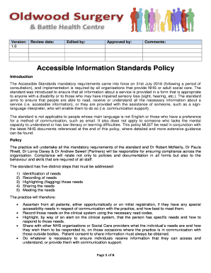Fillable Online Accessible Information Standards Policy Fax Email Print ...