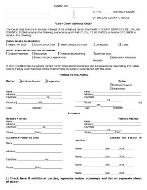 Family Court Services Order Doc Template | pdfFiller