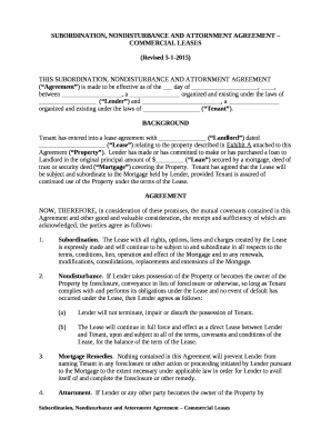 SUBORDINATION, NONDISTURBANCE AND ATTORNMENT AGREEMENT COMMERCIAL ...