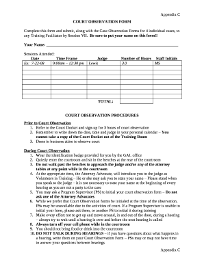 COURT OBSERVATION Doc Template | pdfFiller