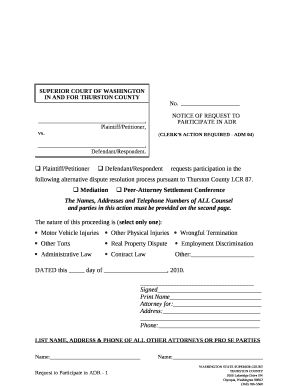 IN AND FOR THURSTON COUNTY Doc Template | pdfFiller