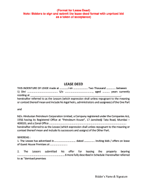 Fillable Online (Format for Lease Deed) Fax Email Print - pdfFiller