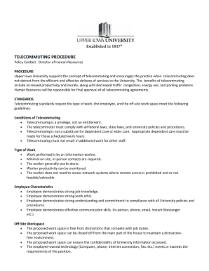 Fillable Online TELECOMMUTING PROCEDURE Fax Email Print - pdfFiller