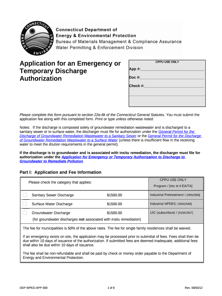 Application for an Emergency or Temporary Discharge Authorization Doc ...