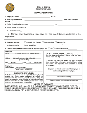 REASON FOR SEPARATION: Doc Template | pdfFiller