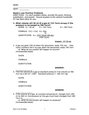 Boyle's Law Practice Problems Doc Template | pdfFiller