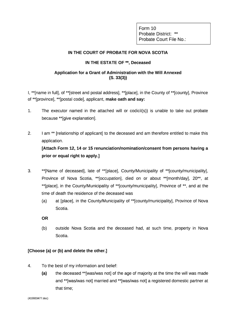 Probate District:** Doc Template | pdfFiller