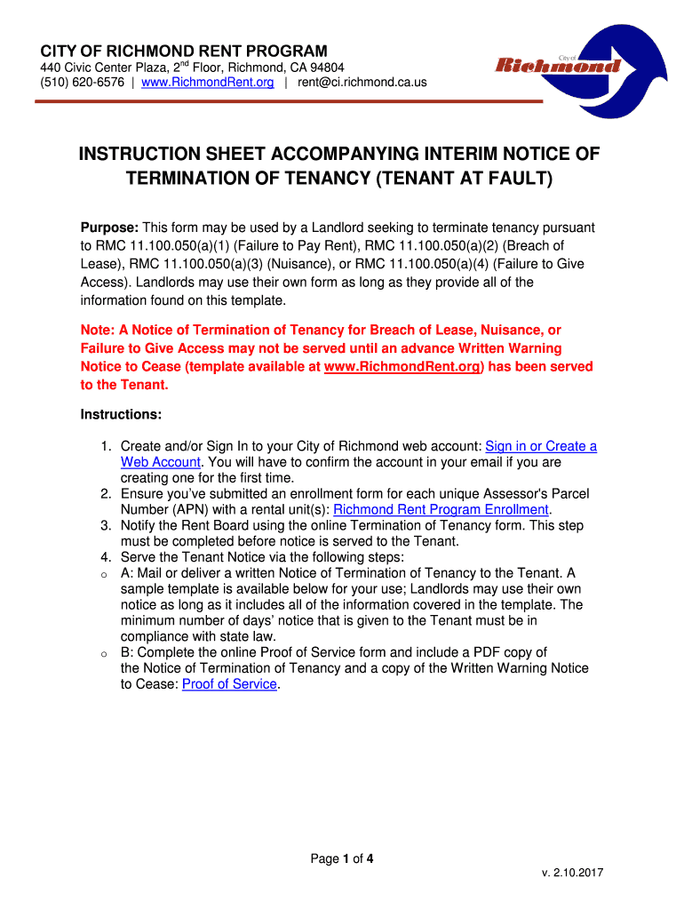 Fillable Online CITY OF RICHMOND RENT PROGRAM Fax Email Print - pdfFiller