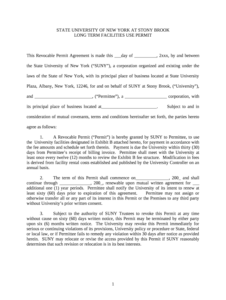 LONG TERM FACILITIES USE PERMIT Doc Template | pdfFiller