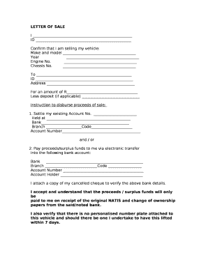LETTER OF SALE Doc Template | pdfFiller