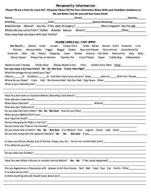 Fillable Online Personality Information Fax Email Print - pdfFiller
