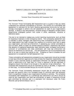 Terrorism Threat Vulnerability Self Assessment Tool Doc Template ...