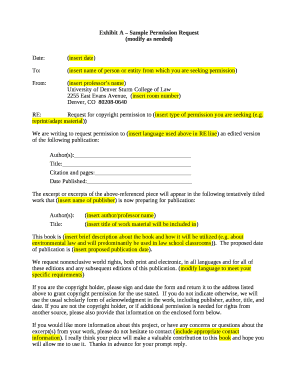 Exhibit A Sample Permission Request Doc Template | pdfFiller