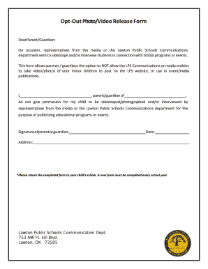 Fillable Online Opt-Out Photo/Video Release Form Fax Email Print ...