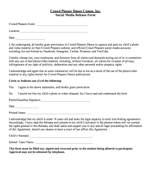 Fillable Online Crowd Pleaser Dance Camps, Inc Fax Email Print - pdfFiller
