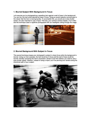 Fillable Online Blurred Subject With Background In Focus Fax Email ...