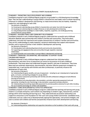 Fillable Online Summary of NAEYC Standards/Elements Fax Email Print ...