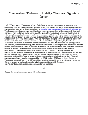 Fillable Online Free Waiver / Release of Liability Electronic Signature ...