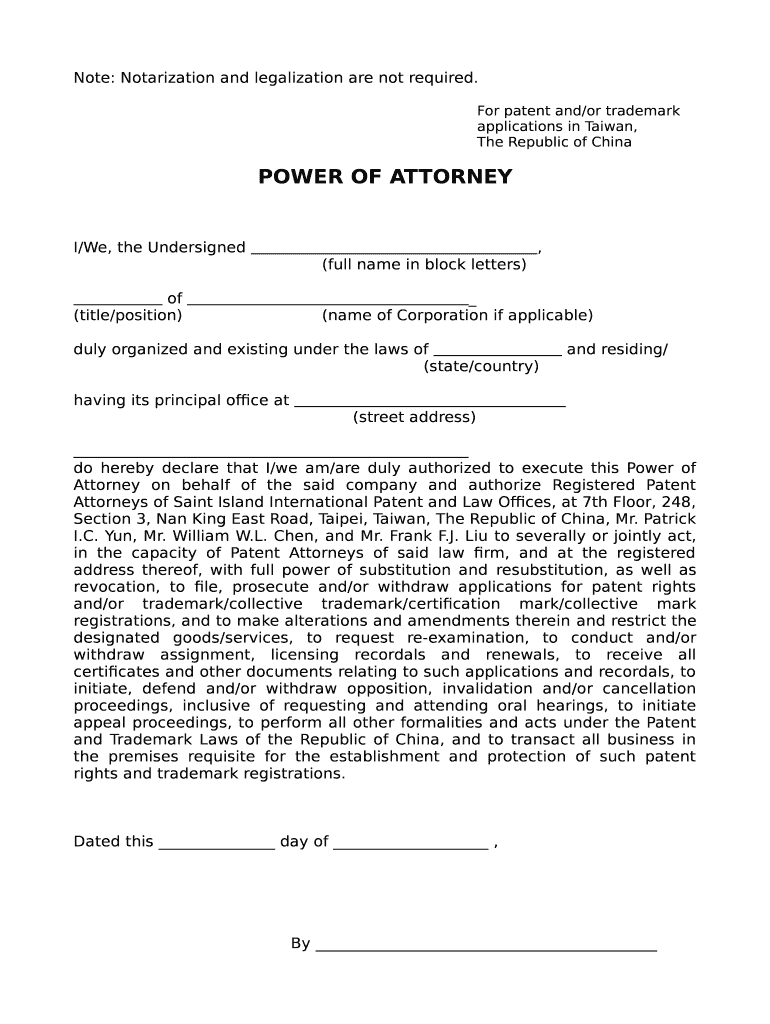 Note: Notarization and legalization are not required Doc Template ...