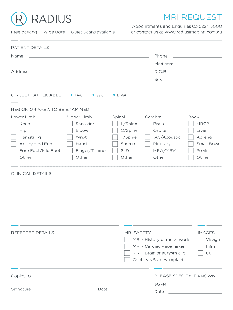 Fillable Online MRI REQUEST Fax Email Print - pdfFiller