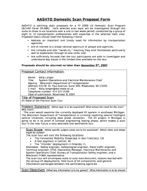 AASHTO Domestic Scan Proposal - web transportation Doc Template | pdfFiller