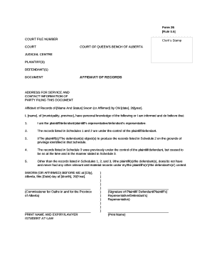 AFFIDAVIT OF RECORDS Doc Template | pdfFiller