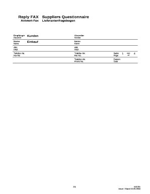 Reply FAXSuppliers Questionnaire Doc Template | pdfFiller