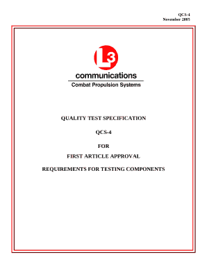 FIRST ARTICLE APPROVAL Doc Template | pdfFiller