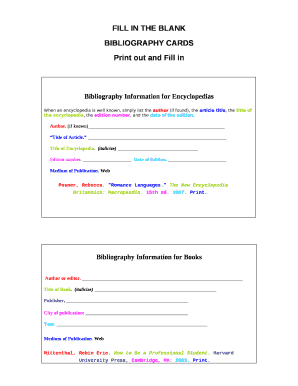 Bibliography Cards Doc Template | Pdffiller