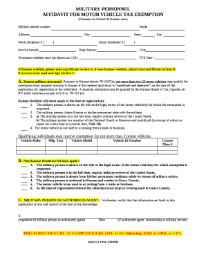 AFFIDAVIT FOR MOTOR VEHICLE TAX EXEMPTION Doc Template | pdfFiller