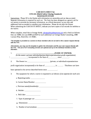 CAR DATA SHEET for Doc Template | pdfFiller