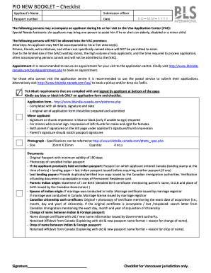 Fillable Online PIO NEW BOOKLET Checklist Fax Email Print - pdfFiller