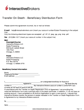 Fillable Online Transfer On Death - Beneficiary Distribution Form Fax ...