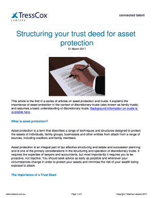 Fillable Online Structuring your trust deed for asset Fax Email Print ...