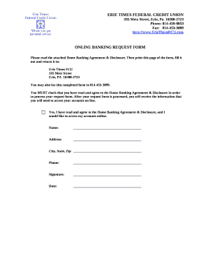 ONLINE BANKING REQUEST Doc Template | pdfFiller