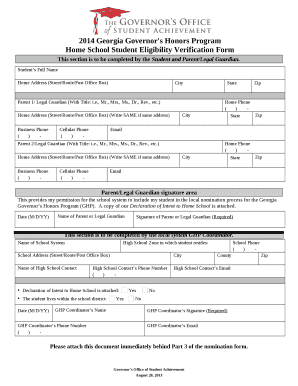 Home School Student Eligibility Verification Doc Template | pdfFiller