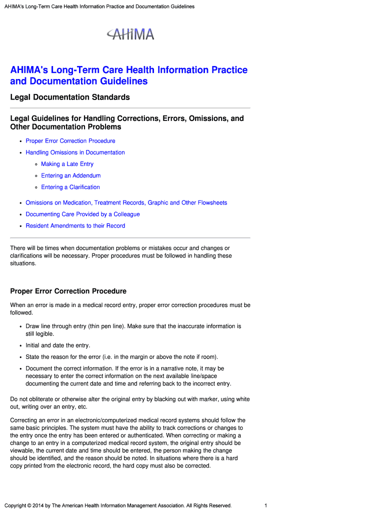 Fillable Online AHIMA's Long-Term Care Health Information Practice Fax Email Print - pdfFiller