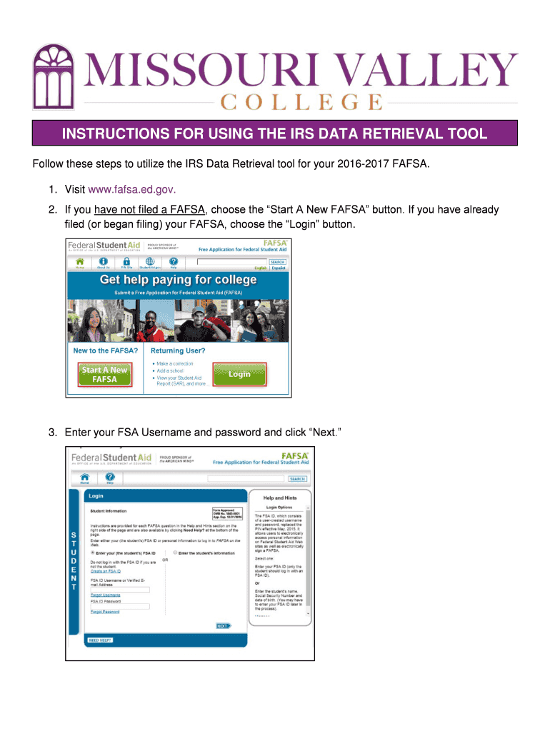 Fillable Online Follow these steps to utilize the IRS Data Retrieval ...