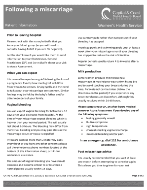 Fillable Online Following a miscarriage Fax Email Print - pdfFiller