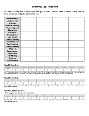 Fillable Online Learning Log Template Fax Email Print - pdfFiller