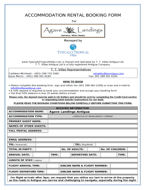 ACCOMMODATION RENTAL BOOKING Doc Template | pdfFiller