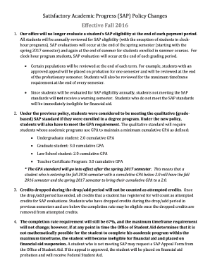 Fillable Online Satisfactory Academic Progress (SAP) Policy Changes Fax ...