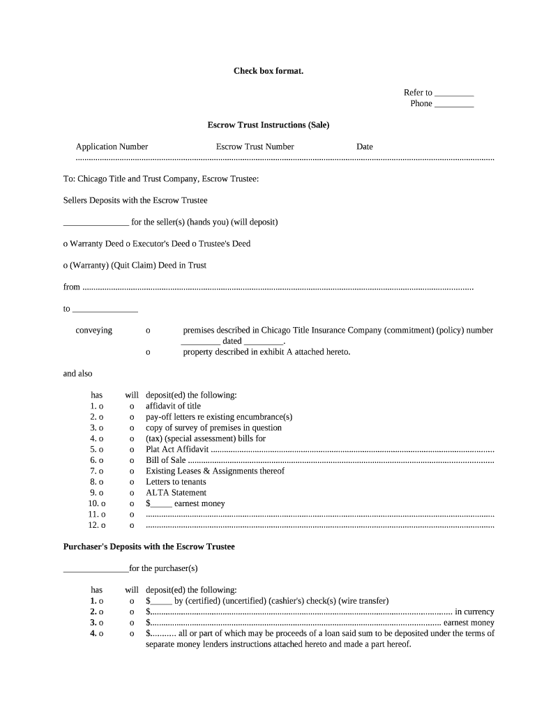 Escrow Trust Number Doc Template | pdfFiller