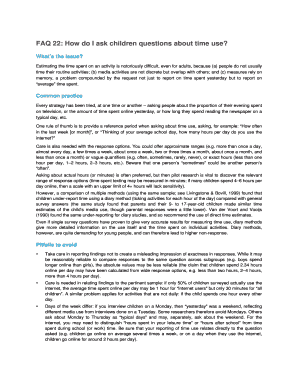 Fillable Online FAQ 22: How do I ask children questions about time use ...