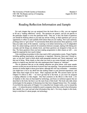 Fillable Online Reading Reflection Information and Sample Fax Email ...