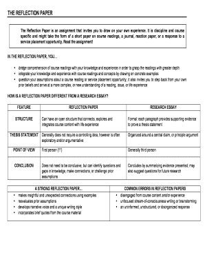 Fillable Online THE REFLECTION PAPER Fax Email Print - pdfFiller